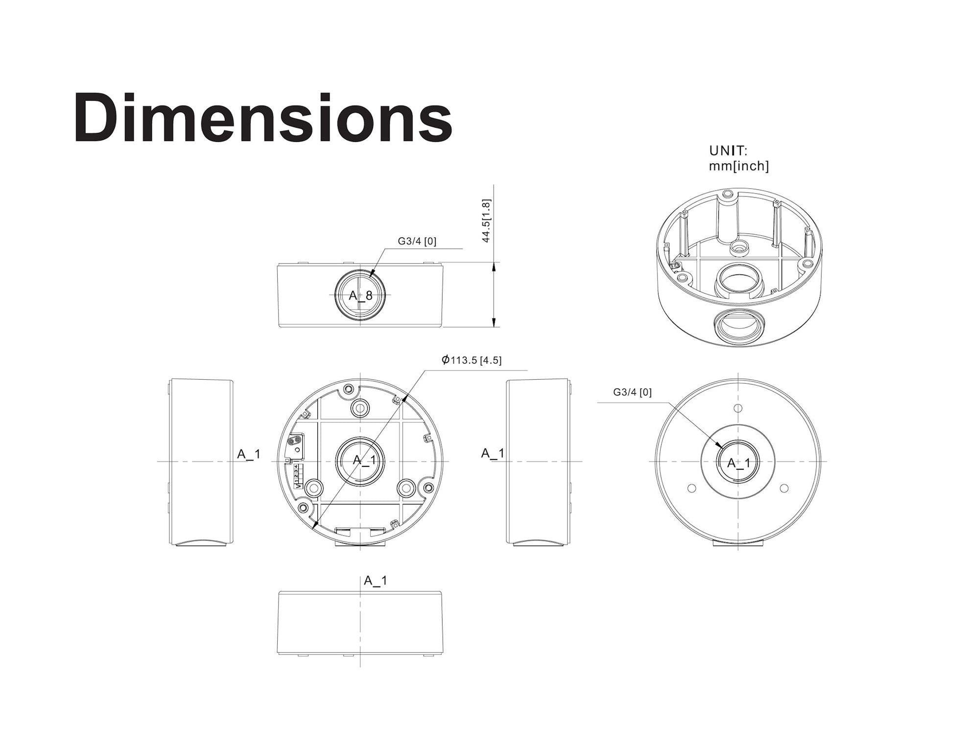 XPM-JB3: Junction Box for X-Series Fixed Lens Vandal Dome IPC — G4Direct